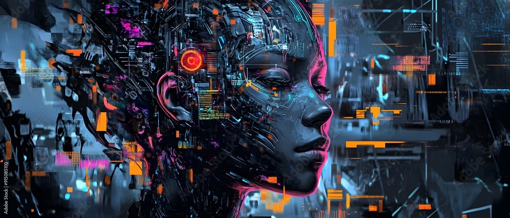 Biopunk Cyborg Portrait featuring a technologically enhanced humanoid ...