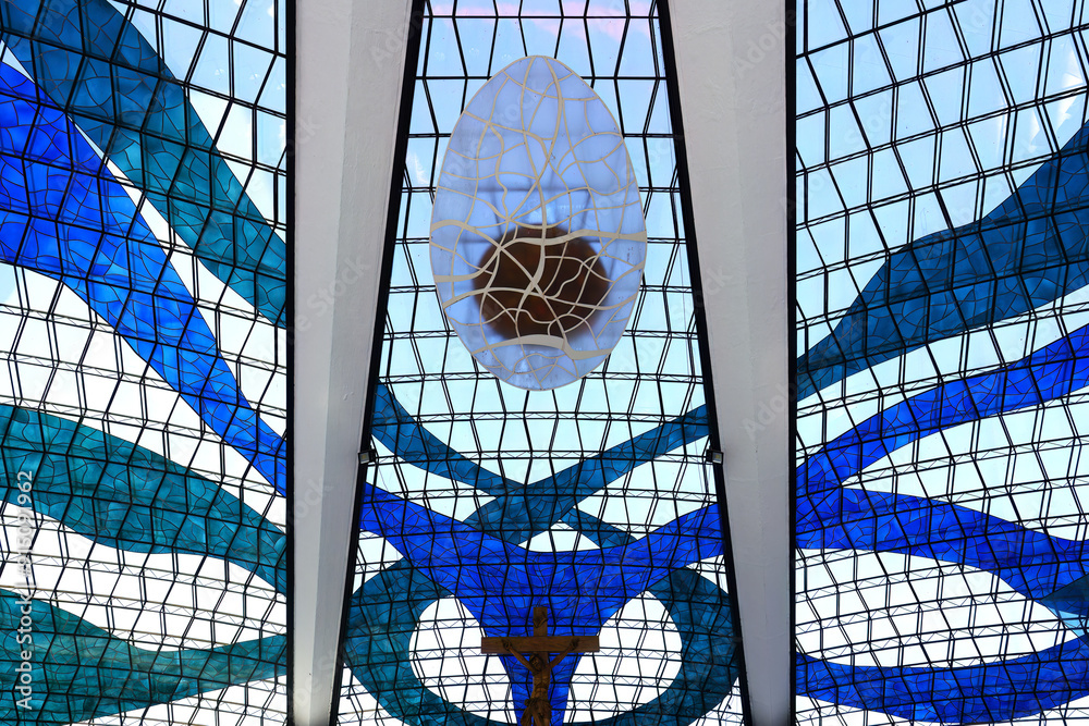 Stained glass ceiling, Roman Cathedral of Brasilia or Metropolitan ...