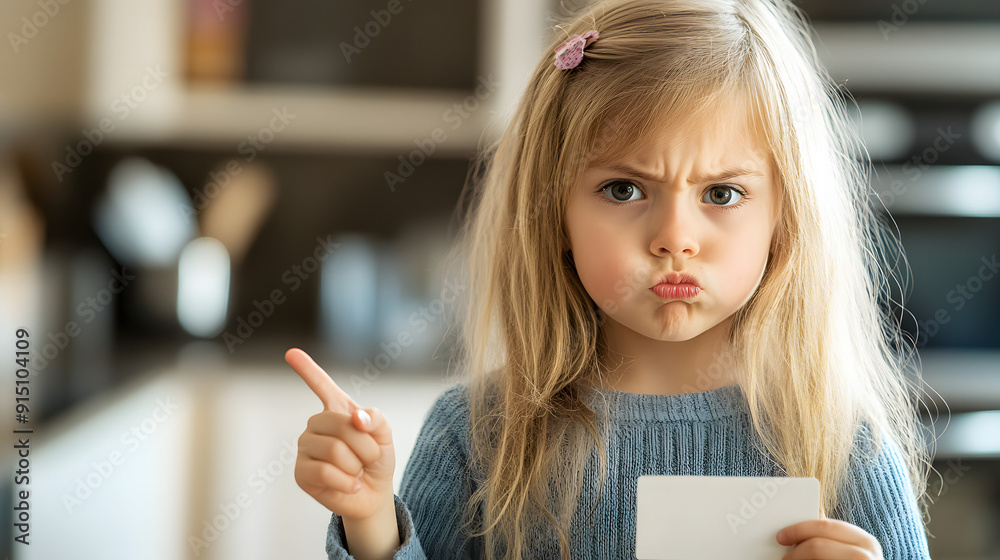 Child with Concerned Expression Points to Red-Tinged Face, Highlighting ...