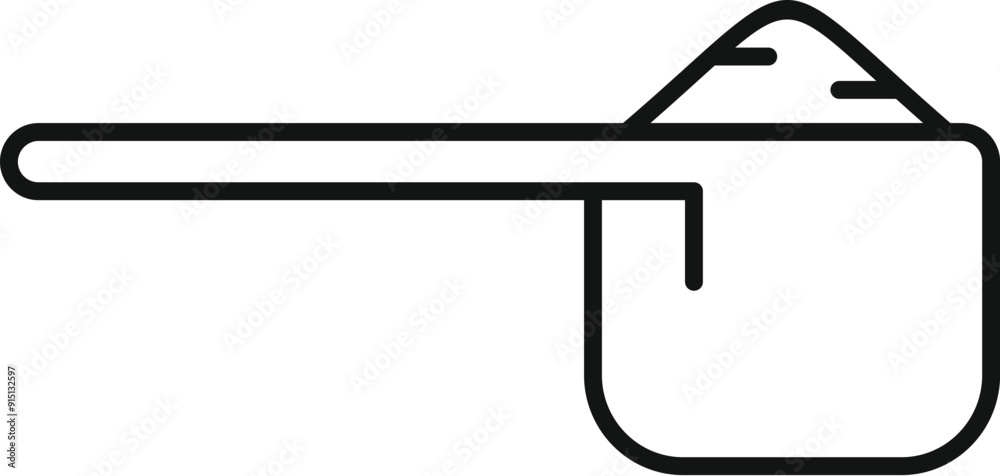 Measuring scoop holding protein powder icon. Outline measuring scoop ...
