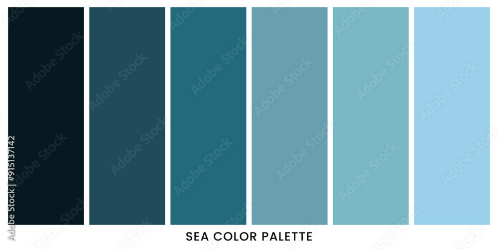 Set of Sea color palette combination in rgb hex. Color palette for ui ...