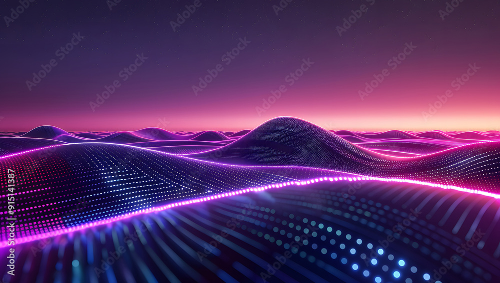 Winding neon digital highway with turn background. Twisting track lines ...