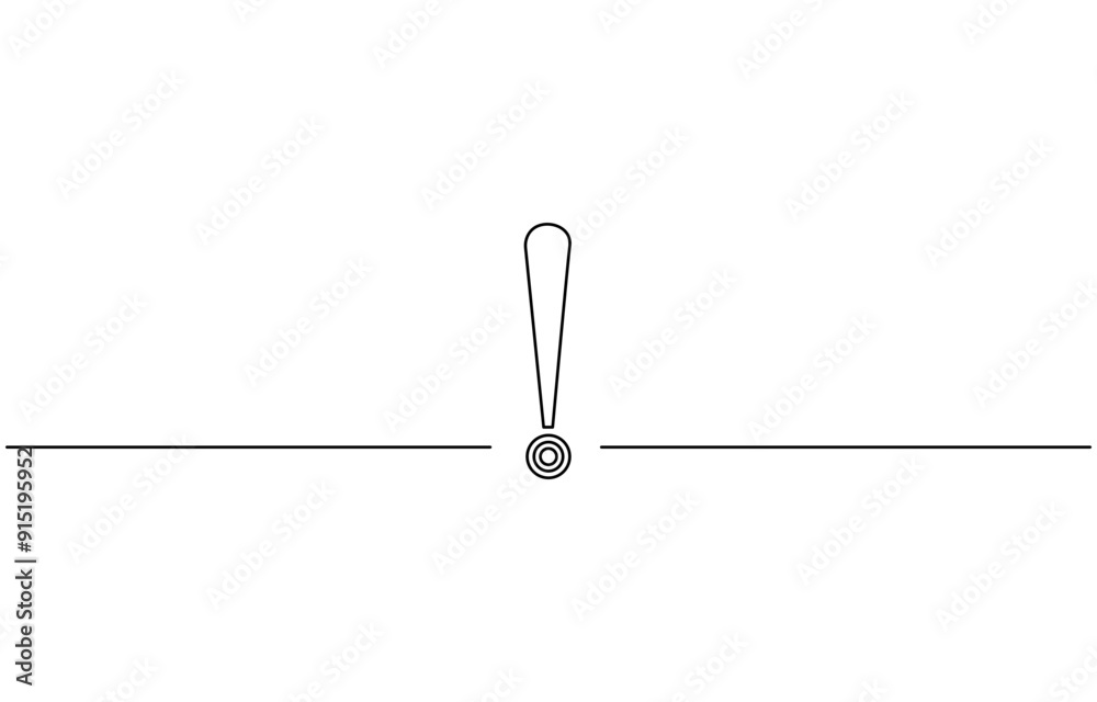 Exclamation point. One line continuous exclamation point. Line art ...