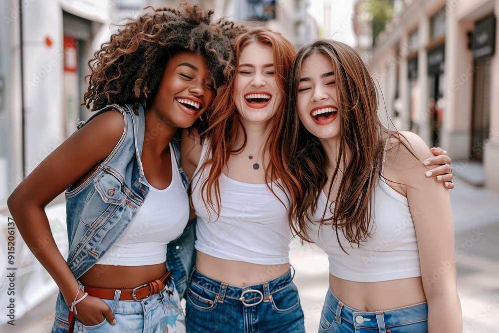 Three women with different hair colors are smiling and posing for a ...