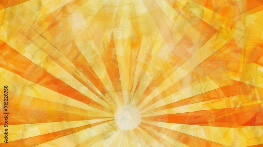 An abstract background with a sunburst pattern in shades of yellow and orange. The image has a ...