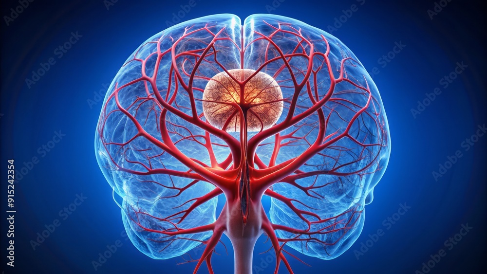Illuminated 3D illustration of the Circle of Willis, a cerebral ...