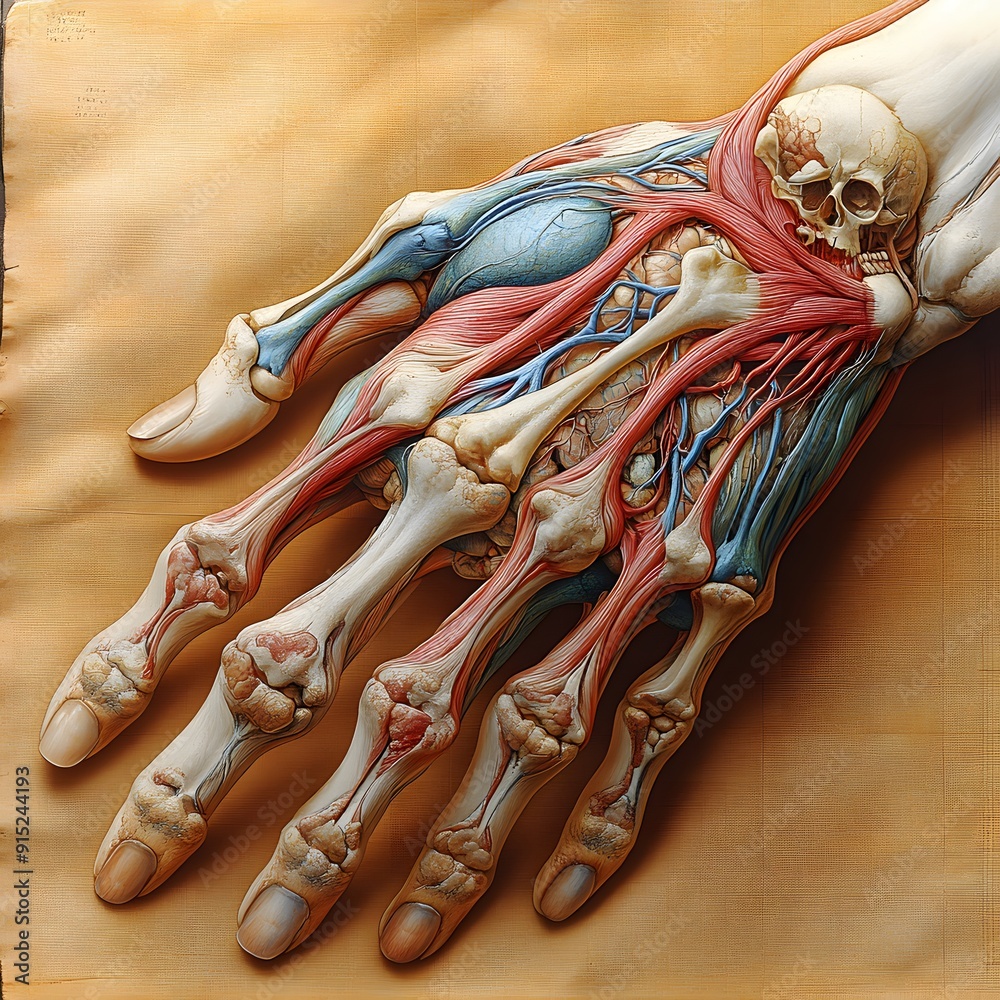 Foto de A 16:9 rendering of the human hand, showing bones, muscles ...