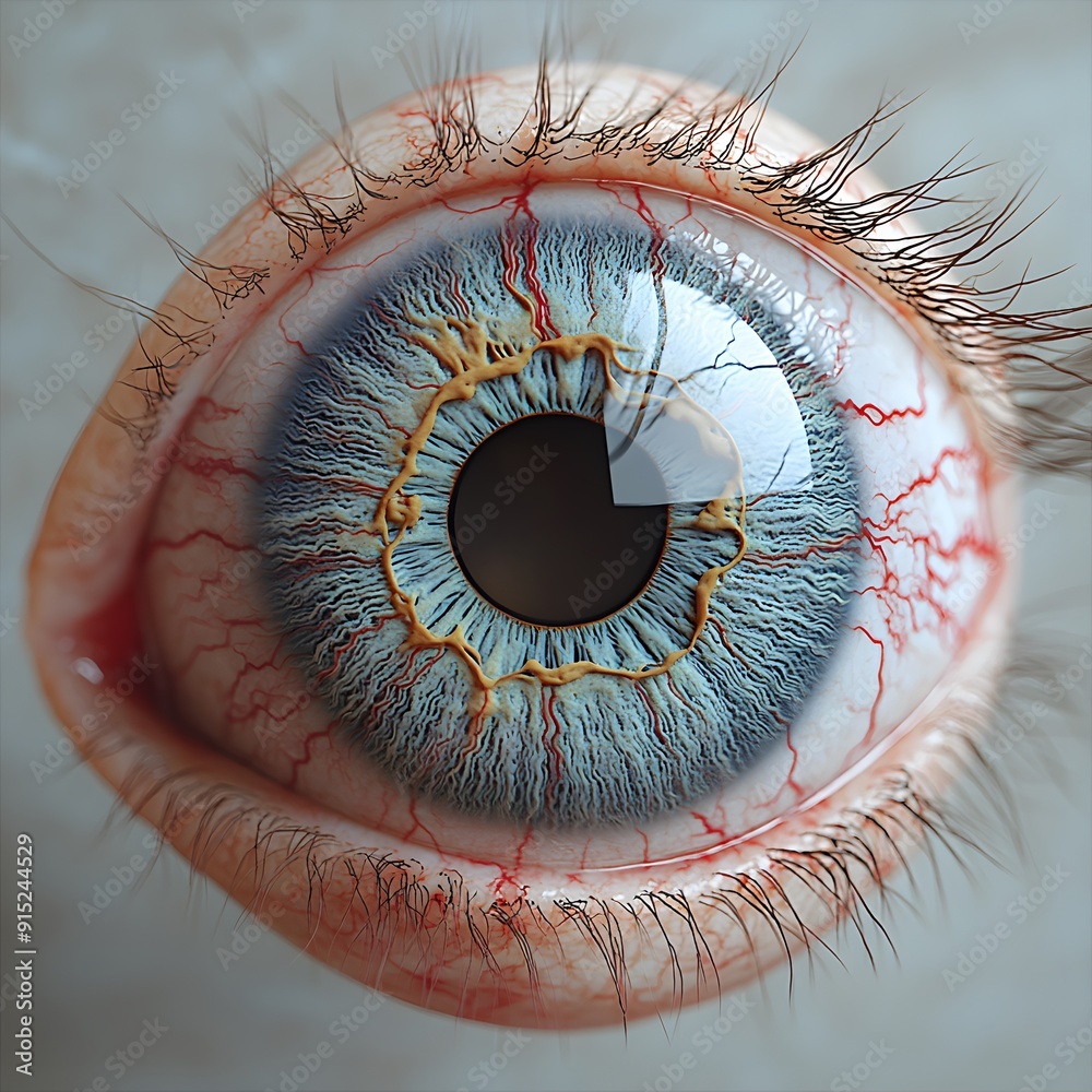 A 16:9 close-up of the human eye, showing all parts including the ...
