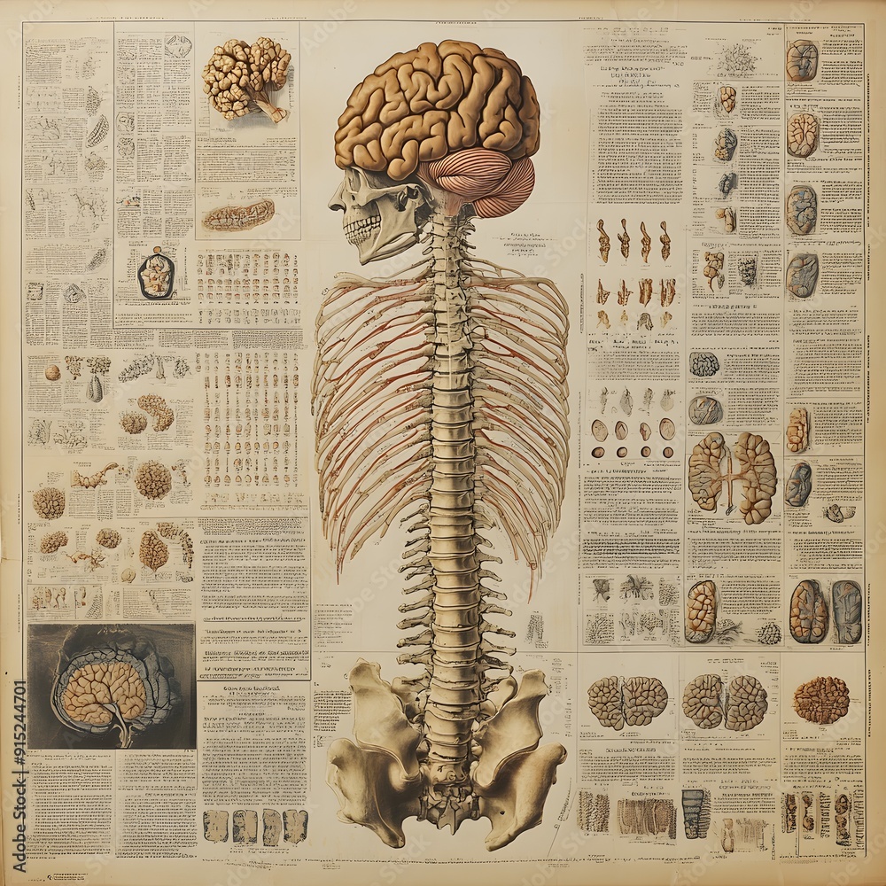 A 16:9 depiction of the spinal cord, including the vertebrae, spinal ...