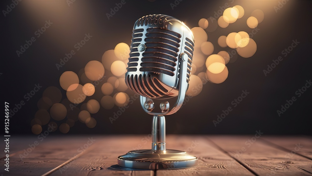Retro Microphone On Stage With Bokeh Light song contest Eurovision ...