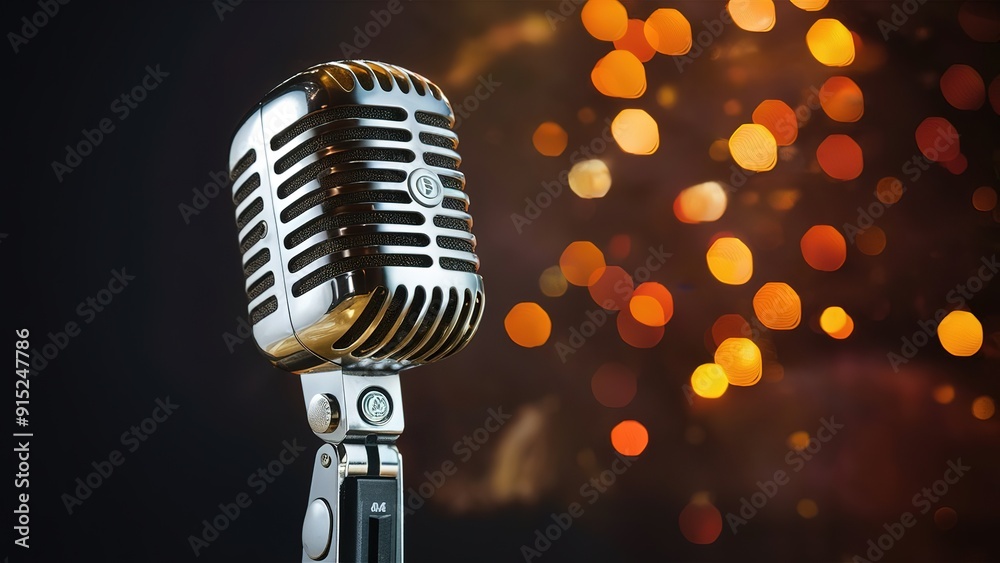 Retro Microphone On Stage With Bokeh Light song contest Eurovision ...