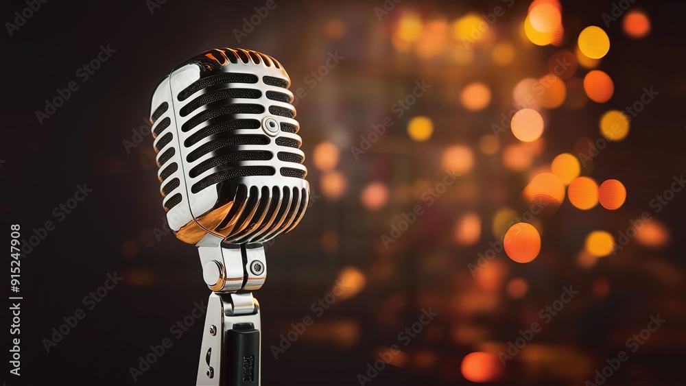 Retro Microphone On Stage With Bokeh Light song contest Eurovision ...