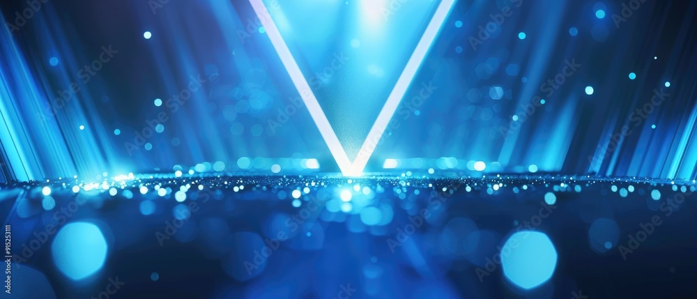 Epic blue background for video, with futuristic shapes and light beams ...