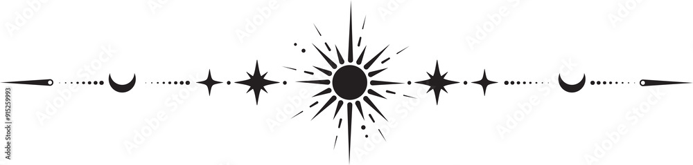 Magic border with celestial stars sun and moon. Astrology fantasy ...