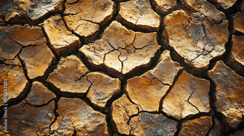 Closeup of cracked dry soil texture, showing detailed fissures and arid ...