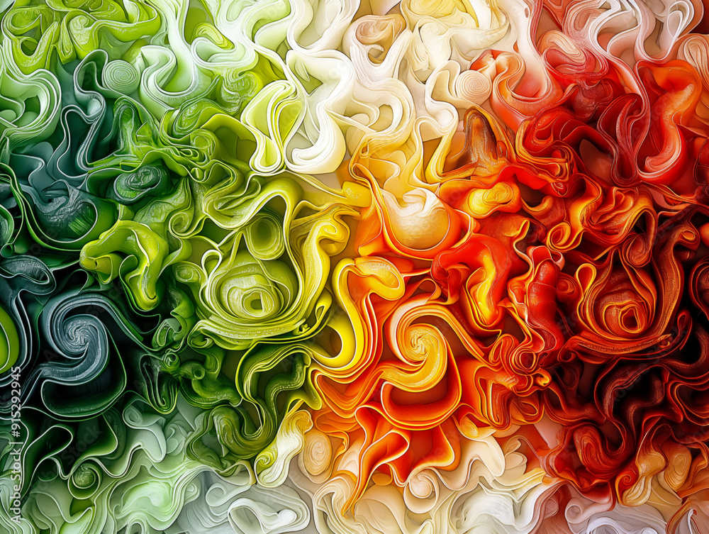 A colorful piece of art with a rainbow pattern. The colors are bright ...