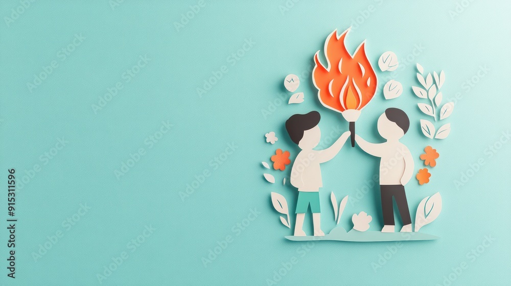 Passing the Torch of Wisdom: Intricate Papercut Mentorship Scene with ...