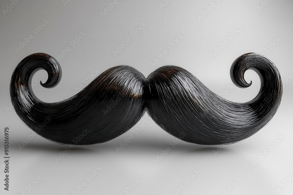 iconic handlebar mustache floating against clean white background rich ...