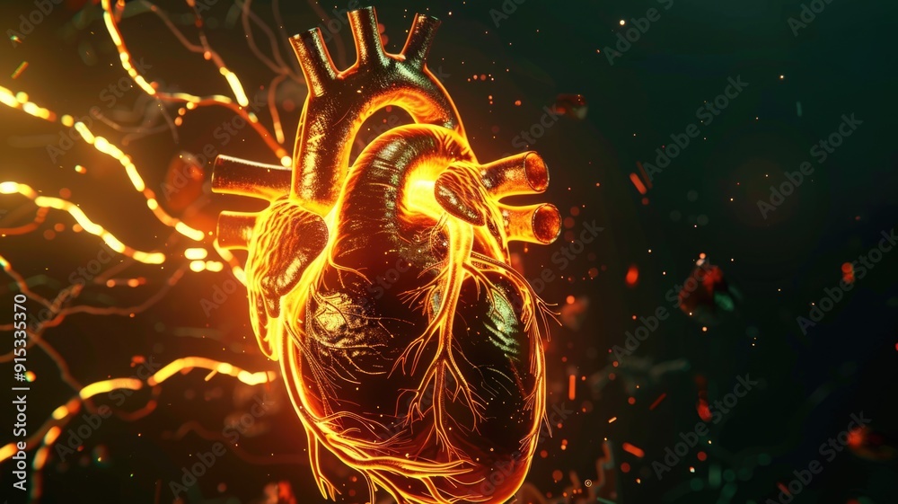 An animated sequence of a beating human heart, showing blood flow ...