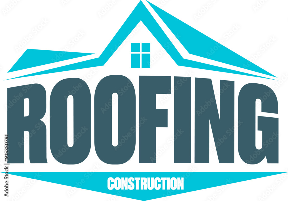 Roofing construction logo design template with roof top and slogan ...