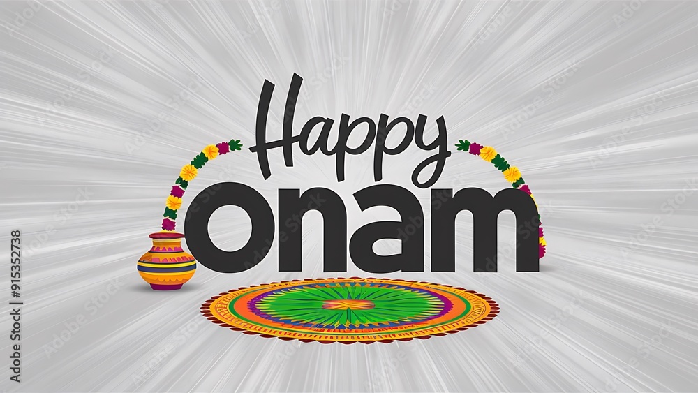 Happy Onam, Festival, Onam, Poster, 3d, typography, calligraphy, text ...