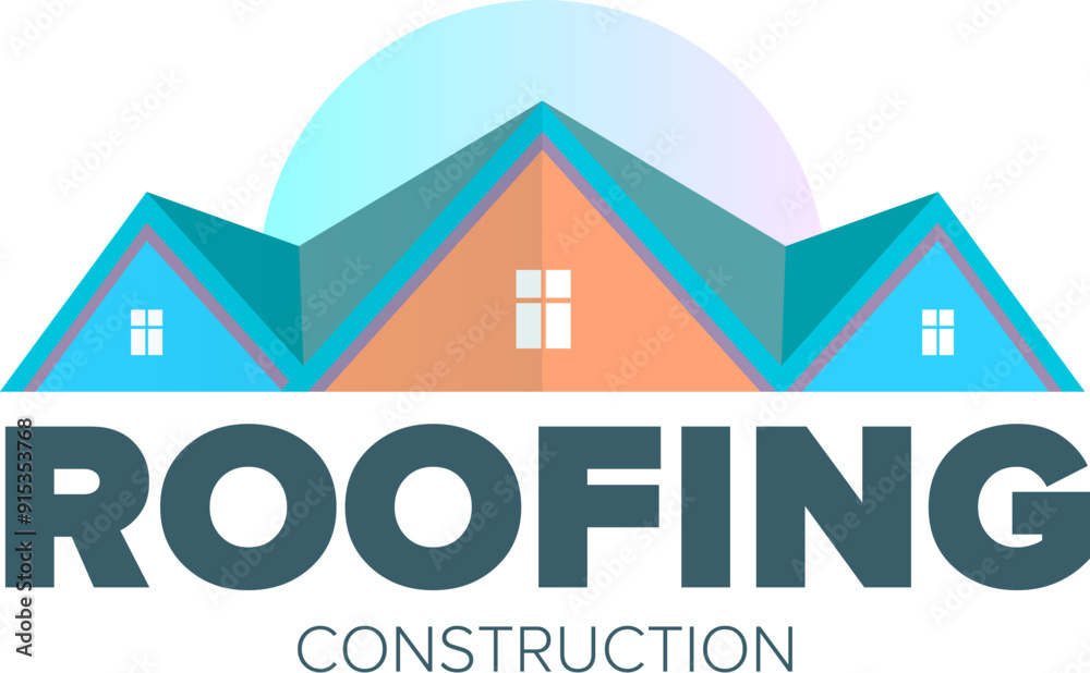 Roofing construction logo design template with roof top and slogan ...