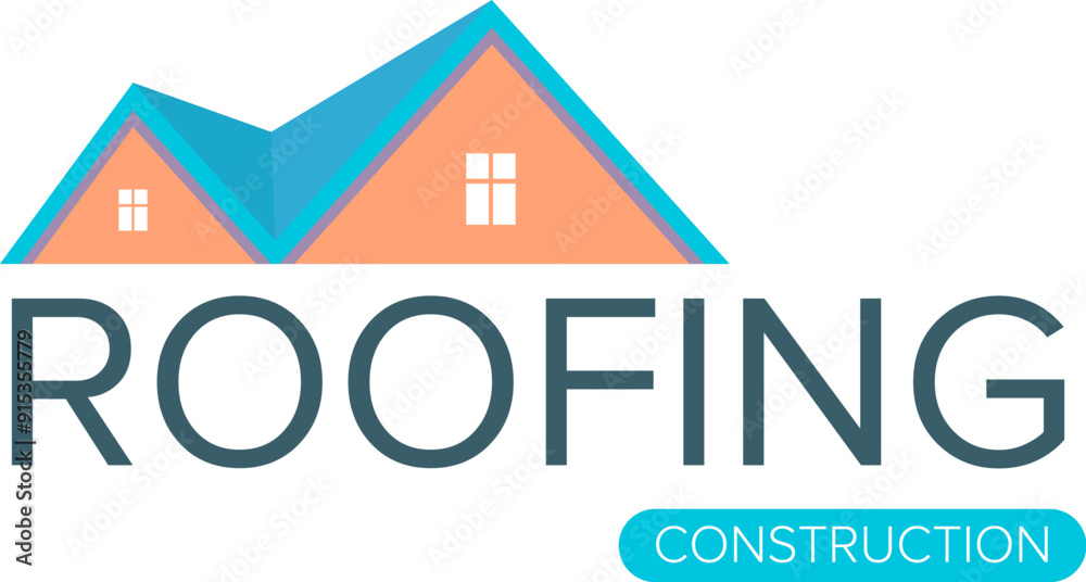 Roofing construction logo design template with roof top and slogan ...