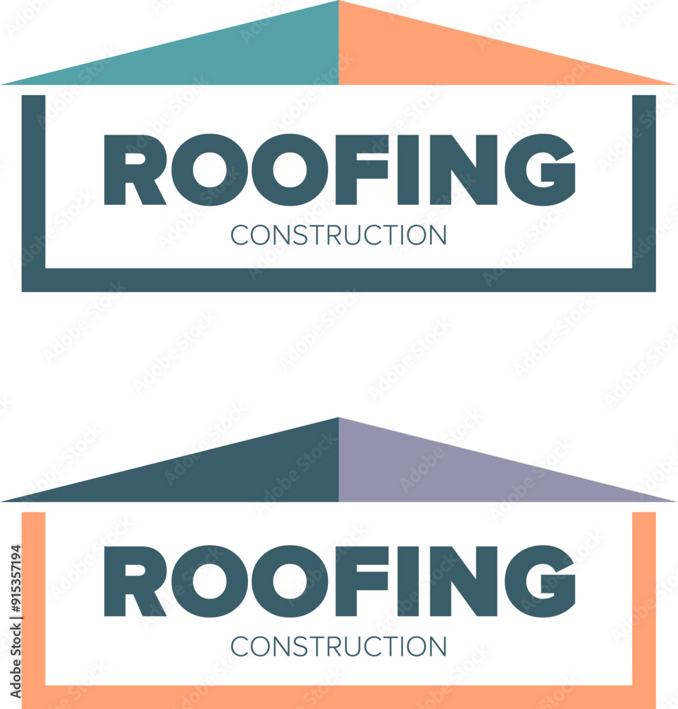 Roofing construction logo design template with roof top and slogan ...
