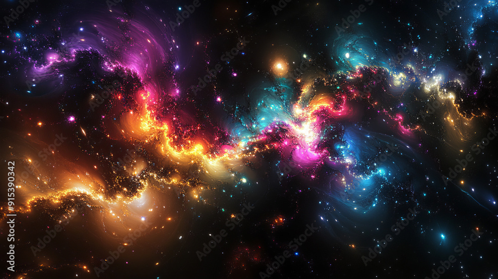 Multi-layered fractal design with vibrant, shifting colors, expanding ...