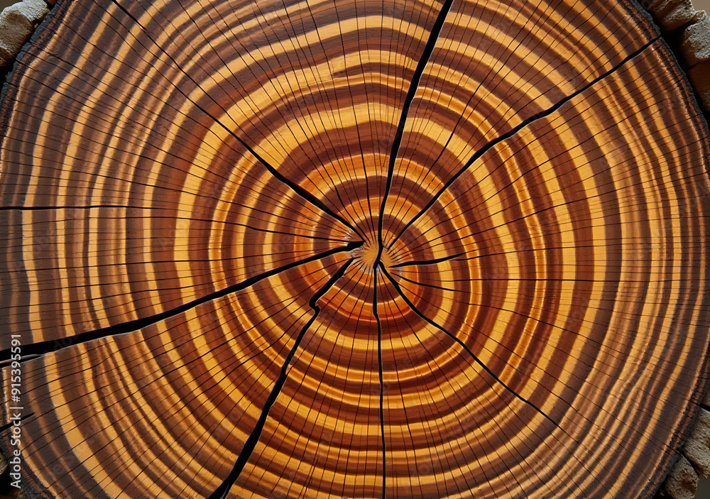 old wooden oak tree cut surface detailed warm dark brown and orange ...