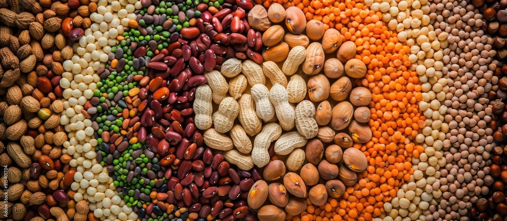 Creative food art concept featuring Bambara groundnut arranged in a ...