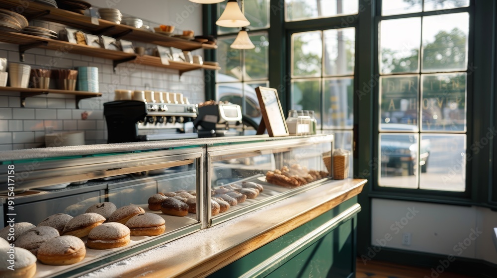 1950s Bakery with Pastries and Vintage Cash Register Stock Photo ...