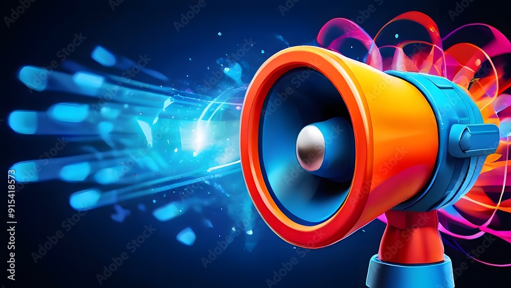A vibrant megaphone displayed prominently, emphasizing its purpose of ...