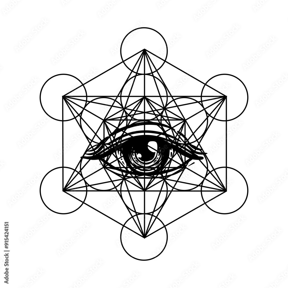 Eye with sacred geometry symbol tattoo design. Seed of Life. Ancient ...