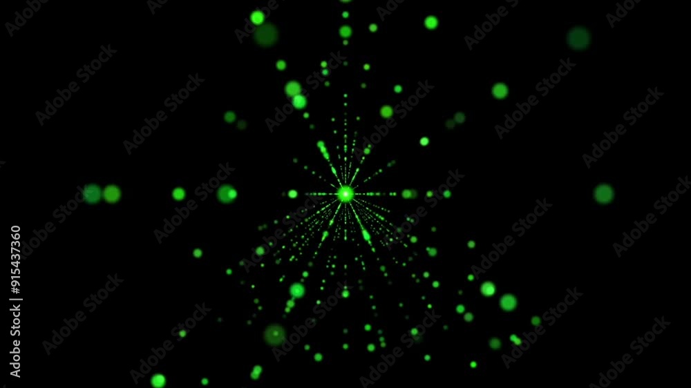 Green abstract futuristic sparkling cosmic star dust particle loop ...