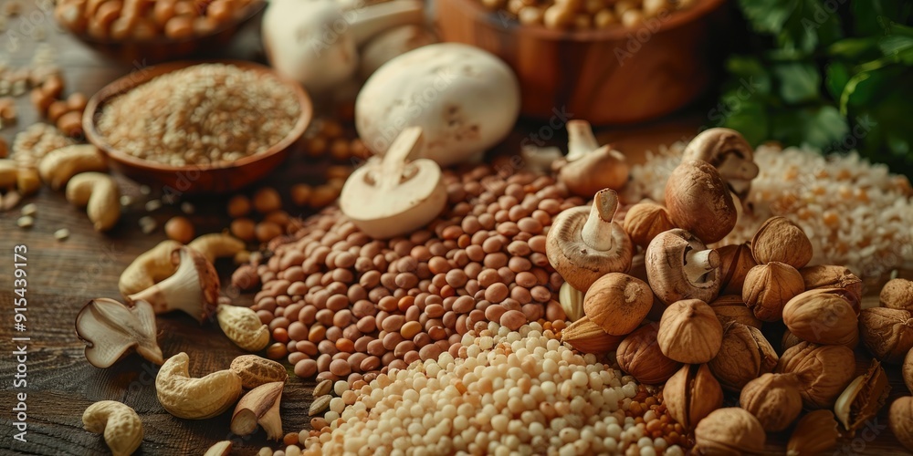 Nutritious foods high in vitamin B3 niacin featuring the molecular ...