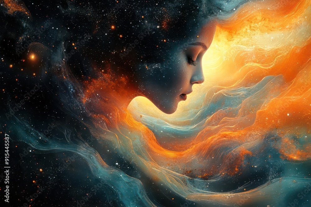 surreal digital illustration of expanding human consciousness exploding ...