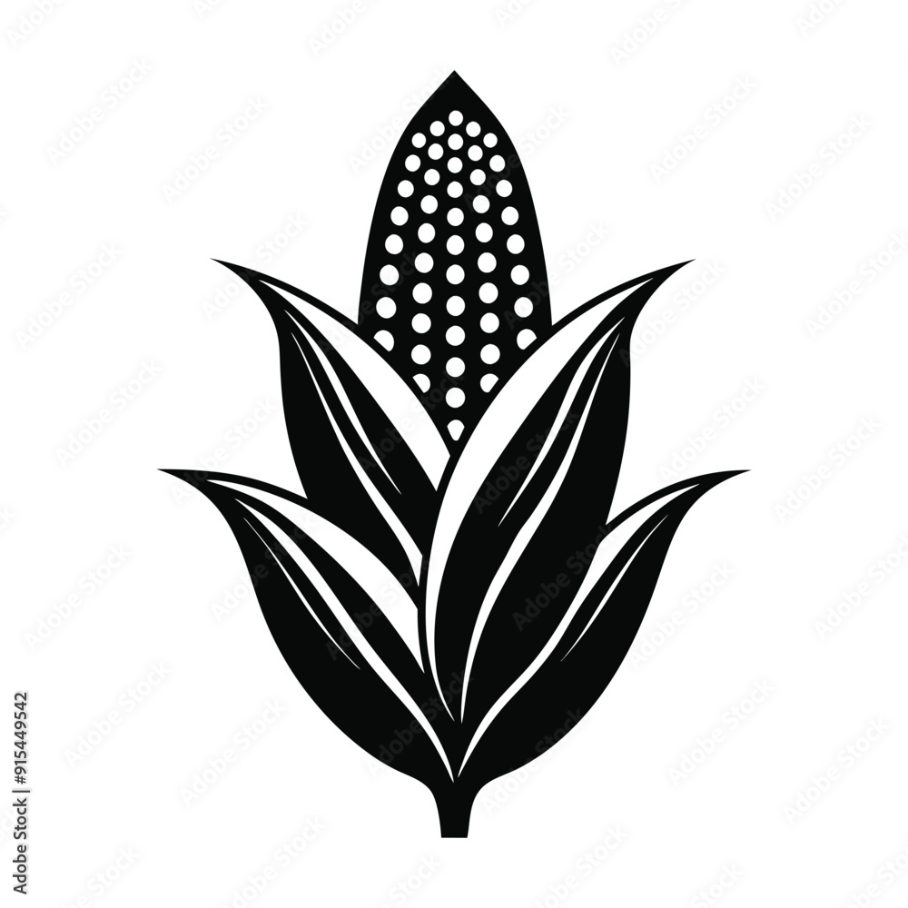 Barbecue corn vector silhouette black color illustration white background, Corn black silhouette ...