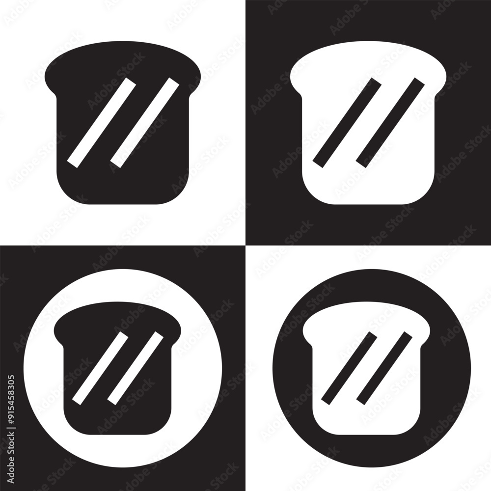 Bread slices icon. toasted bread vector icon black and white. Vector ...
