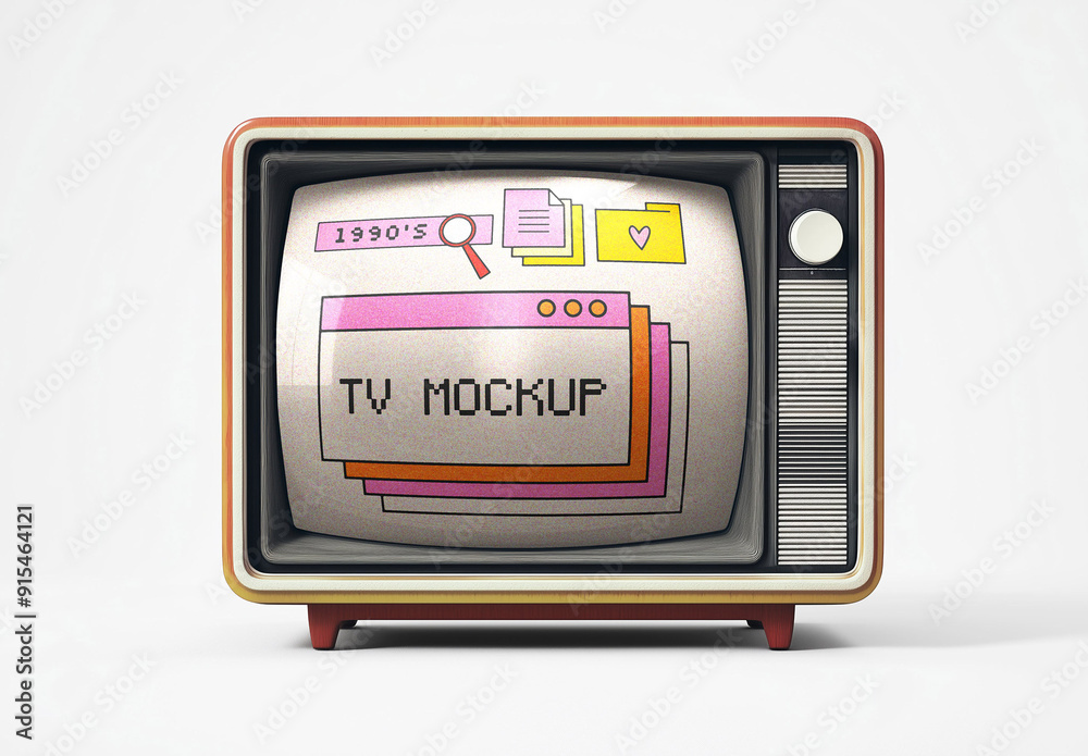 90s TV Screen Mockup With Generative AI Stock Template | Adobe Stock