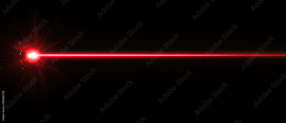 Red Laser Beam Isolated on Black Background - Intense Laser Light ...