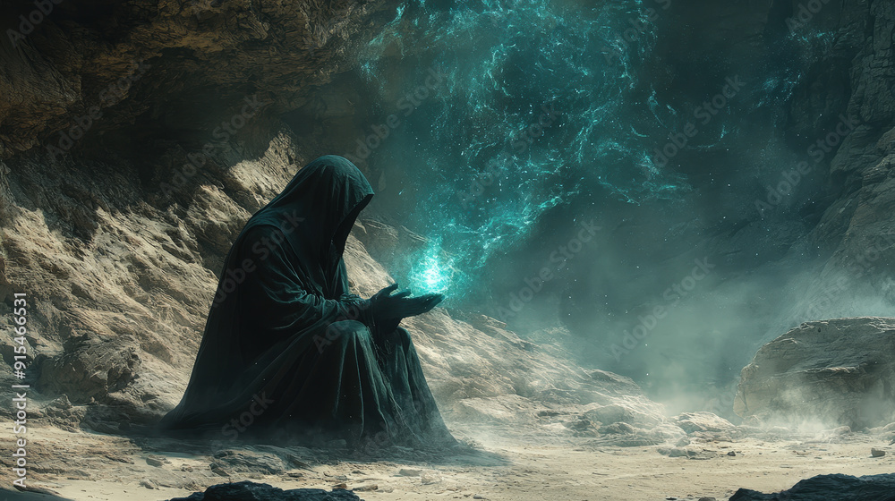 Wraith enchanting an ancient relic in a remote desert cave Stock ...
