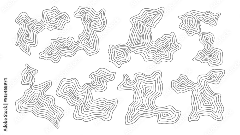 set of hand drawn contour sketches. set of contour vector element ...