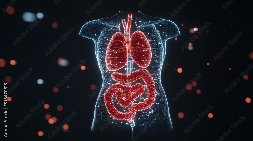 3D Human digestive system with labeled organs Stock Illustration ...