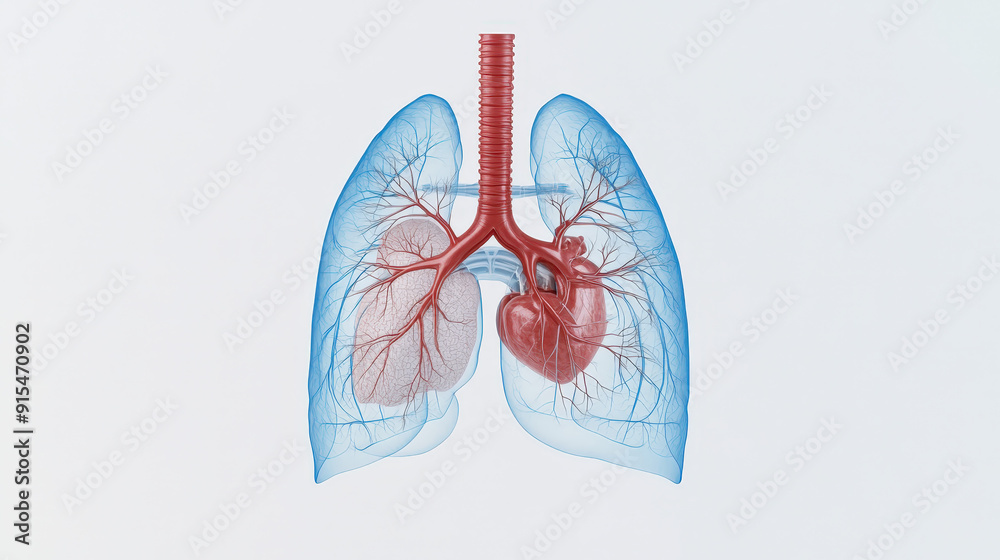 3D anatomy of the human thoracic cavity including heart and lungs, [3D ...