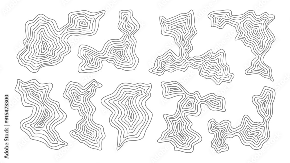 set of hand drawn contour sketches. set of contour vector element ...