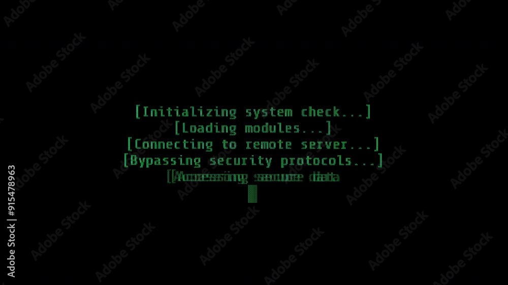 Detailed Green Text on a Black Screen Shows a Hacking Process ...
