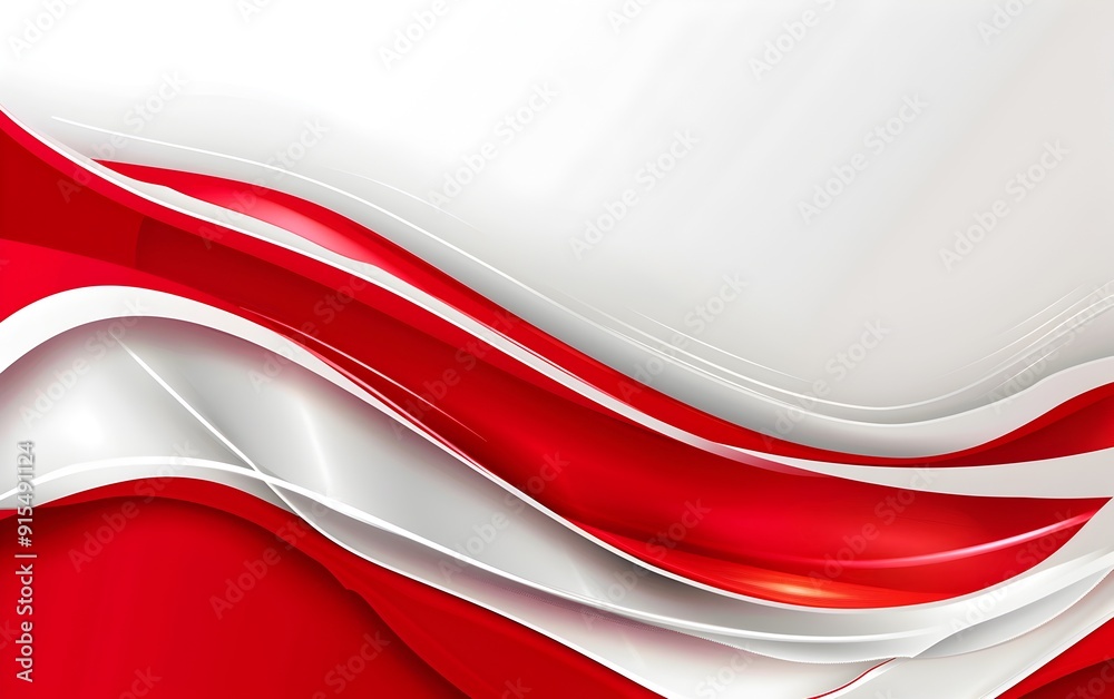 Red and white background vector presentation design, wave shape with ...