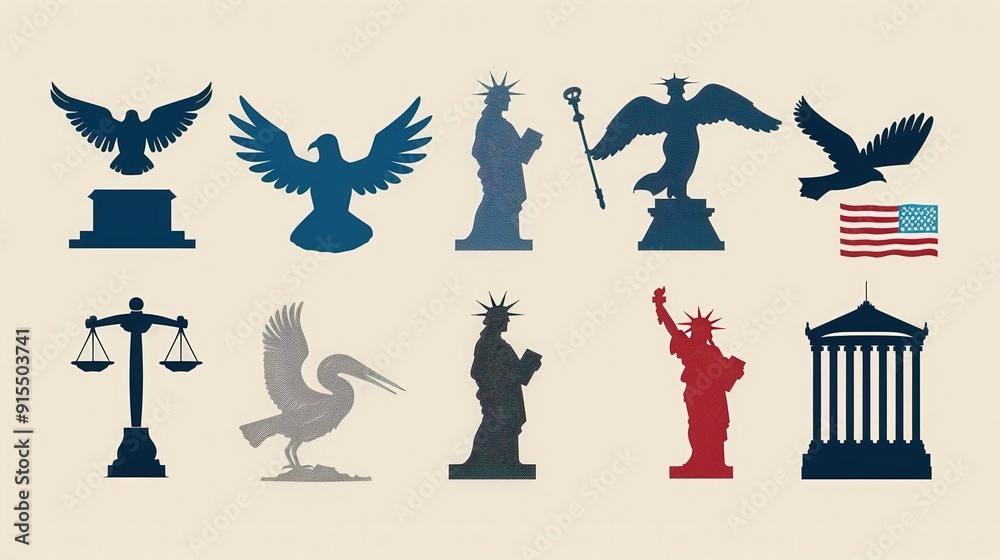 Iconic symbols of freedom and justice. Describe a symbol or emblem that ...