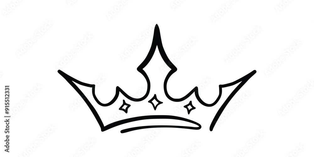 Crown icon vector. A thin line sign. Outline Crown Sign. Isolated ...